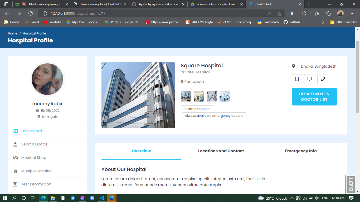Patient Dashboard - HealthStack